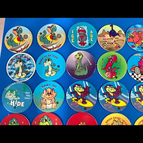 Toys | Vintage 9s Retro Dinosaur Pogs Set Jurassic Park | Poshmark
